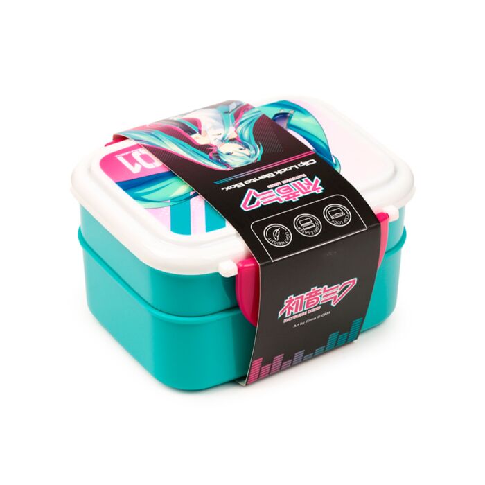 Hatsune Miku Clip Lock Stacked Bento Lunch Box with Cutlery