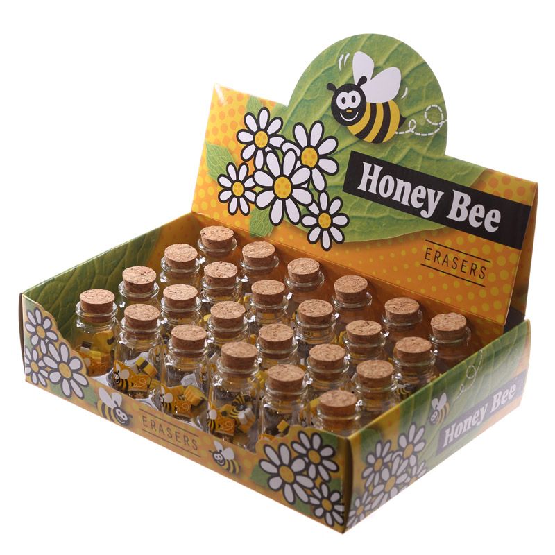 Cute Honey Bee Mini Erasers in a Jar