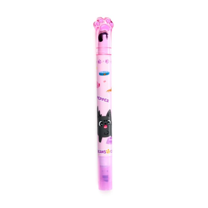 Beans & Co Cat 2-in-1 Highlighter & Stamp Wheel Pen